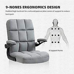 SEATZONE Home Office Chairs Fabric Upholstered Desk Chair with Armrests, Modern Executive Swivel Task Chair for Home Office,Grey