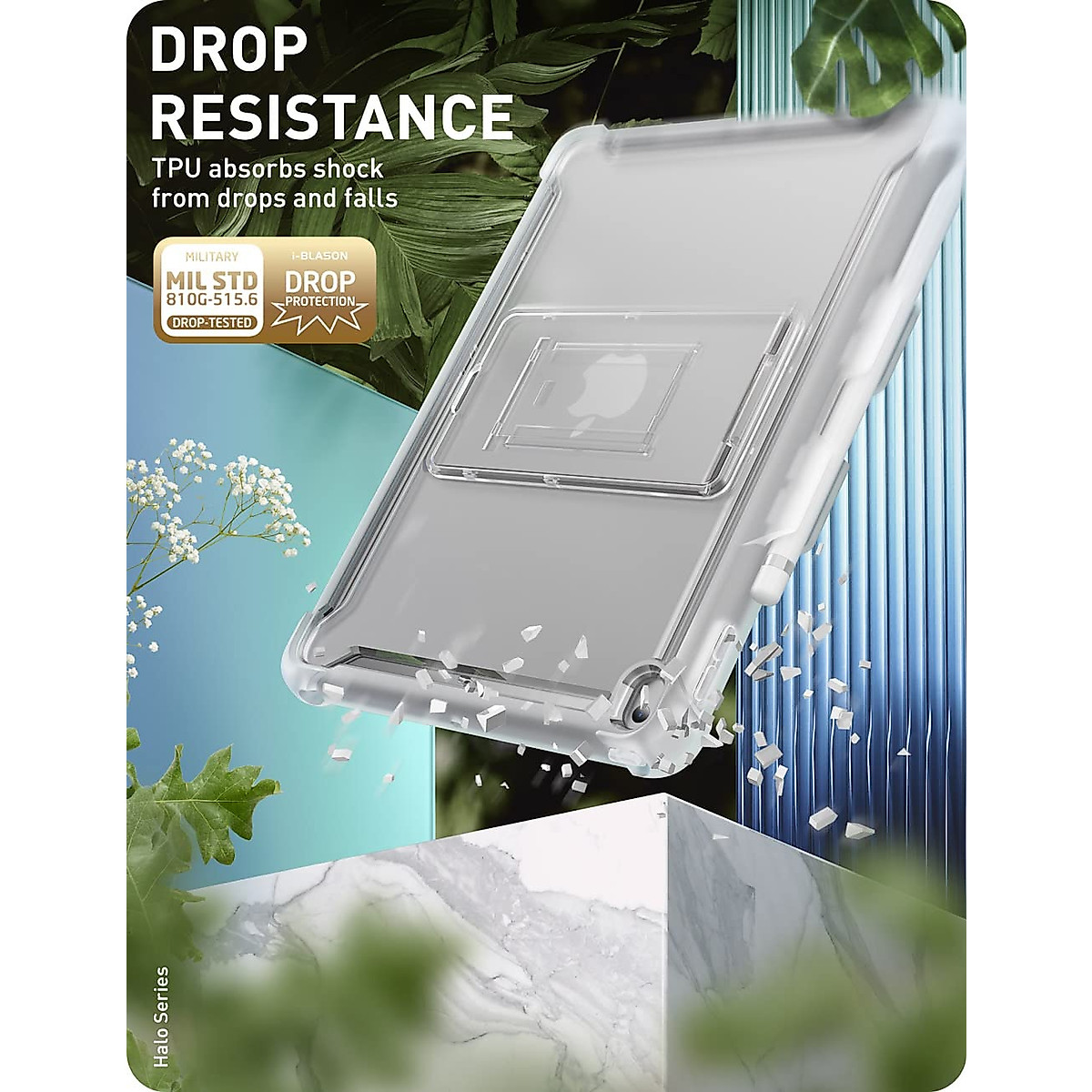 i-Blason Case for iPad 9th/8th/7th Gen 10.2 Inch (2021/2020/2019) [Halo Series] Clear Proteciton with Built in Kickstand, TPU Inner Bumper (Transparent)