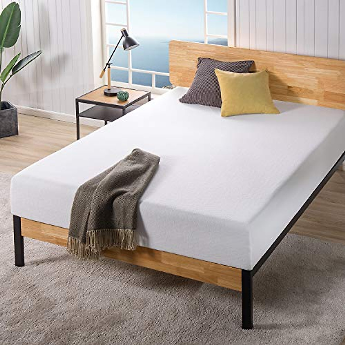 ZINUS 10 Inch Ultima Memory Foam Mattress, Pressure Relieving, CertiPUR-US Certified, Mattress-in-a-Box and Yelena 14 Inch Metal Platform Bed Frame, Steel Slat Support, Easy Assembly, Queen