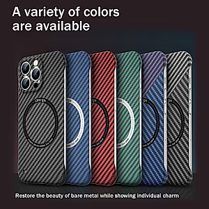 XIRUJNFD New Carbon Fiber Texture Magnetic Charging Phone Case for iPhone 11/12/13 Pro Max, Borderless Shockproof Phone Case (Black,iphone12Pro)