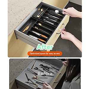 EUHOME Silicone Silverware Drawer Organizer Tray