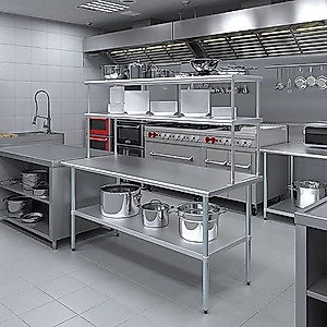 KPS Commercial Stainless Steel Work Prep Table 30 x 48 with Double Overshelf 12 x 48 - NSF