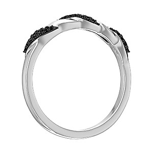 0.08 Carat Black Diamond Wedding Band Ring in 925 Sterling Silver(Ring Size 6)