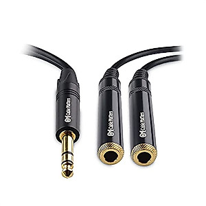 Cable Matters 2-Pack TRS Male to 2X TRS Female 1/4 Splitter Cable (1/4 Inch Headphone Splitter Cable) in Black - 0.2m / 6 Inches