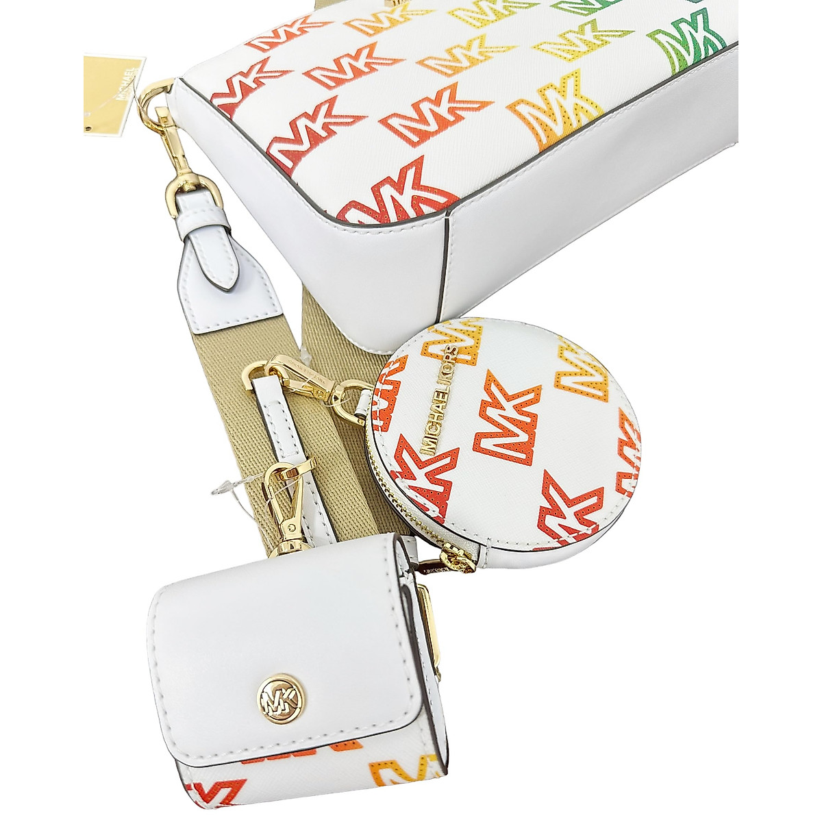 Michael Kors Jet Set Price Medium Crossbody W Tech Accessories Rainbow MK Logo