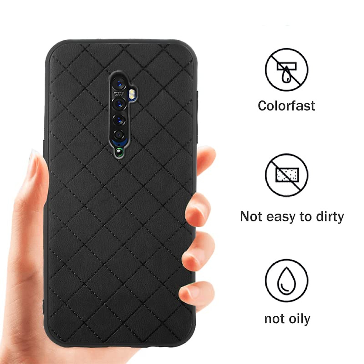 ELISORLI Compatible with Oppo Reno 2 case Rugged Thin Slim Cell Accessories Anti-Slip Fit Rubber TPU Mobile Phone Protection Full Body Silicone Soft Bumper Grip Cover for Reno2 2019 Women Men Black