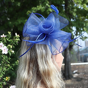 Needzo Blue Fascinator Hat Headband for Women, Tea Party and Kentucky Derby Hair Accessories, One Size