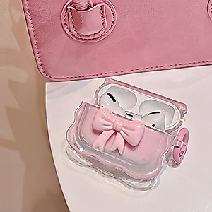 Cute AirPod Pro 2 Case with Keychain, 3D Pink Bow Design Soft Clear Protective Cover Compatible for AirPods Pro 2nd Generation 2022 Case for Women and Girls