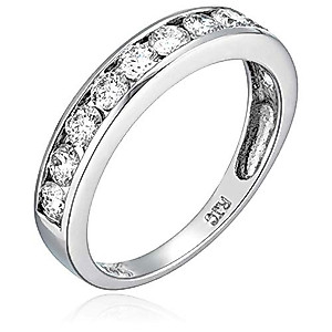 Vir Jewels 1 carat (ctw) Diamond Wedding Anniversary Band for Women, Half Eternity Round Diamond Engagement Ring 14K White Gold Channel Set 1 cttw, Size 5.5