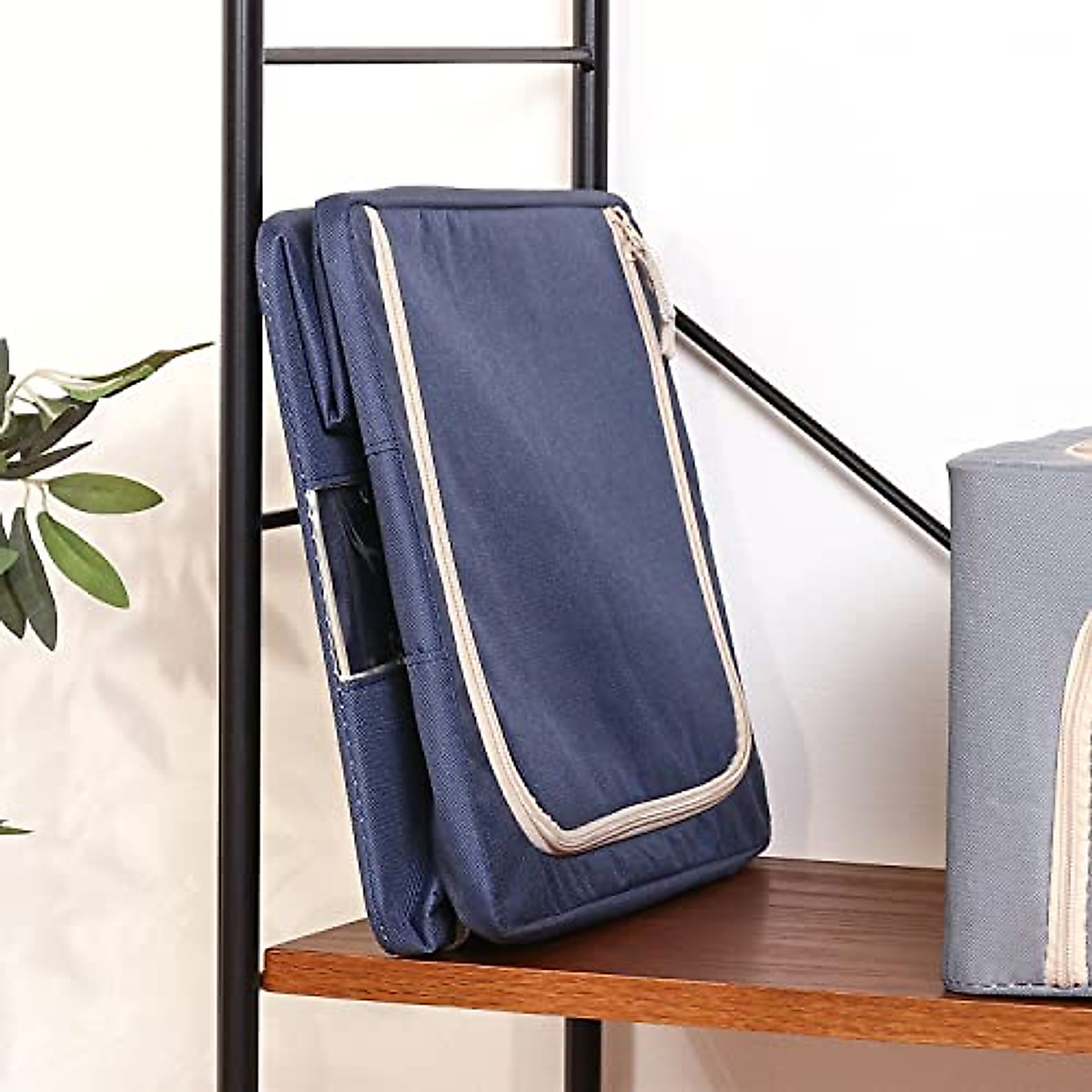 Fuji Boeki 63513 Storage Box, Width 15.4 x Depth 11.4 x Height 7.9 inches (39 x 29 x 20 cm), Blue, 5.6 gal (22 L), with Small Window, Stackable