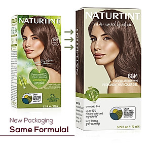 Naturtint 6GM Chocolate Brown Permanent Hair Color (Pack of 1), Ammonia Free, Vegan, Cruelty Free, up to 100% Gray Coverage, Long Lasting Results (Packaging may vary)