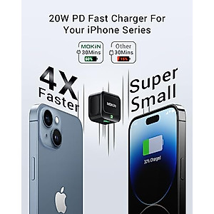 20W USB C Charger Block, 2-Pack MOKiN GaN+ Fast Charging with Foldable Plug, PD 3.0 Type C Power Delivery Charging Block for iPhone 15/15 Pro/15 Plus/15 Pro Max, Galaxy S22, Pixel 8, iPad Pro.