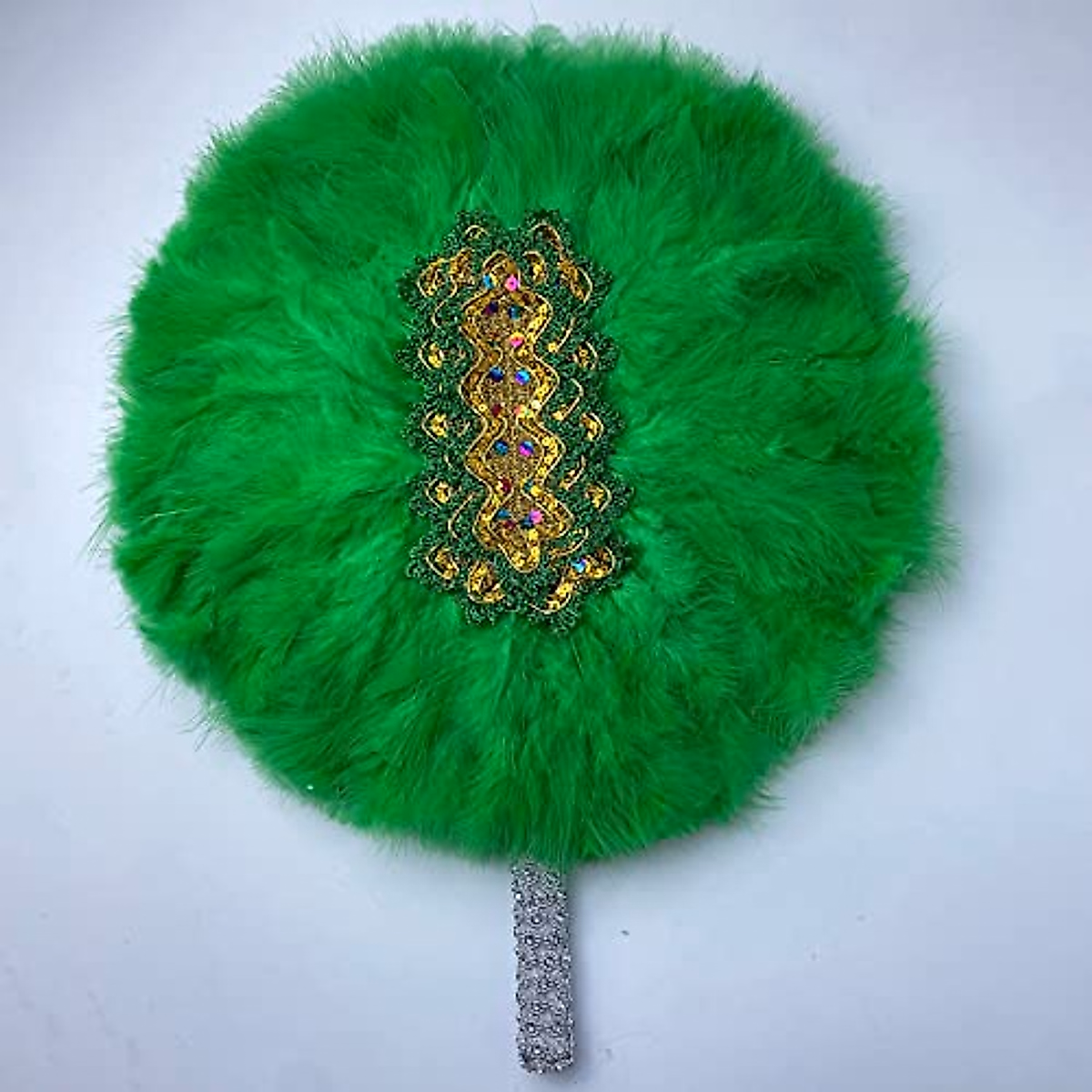 Msbfea Design Red Heart African Feather Big Fan Ladies Wedding Feather Fan for Bride Two Side Feather Nigerian Feather Fans Color 3