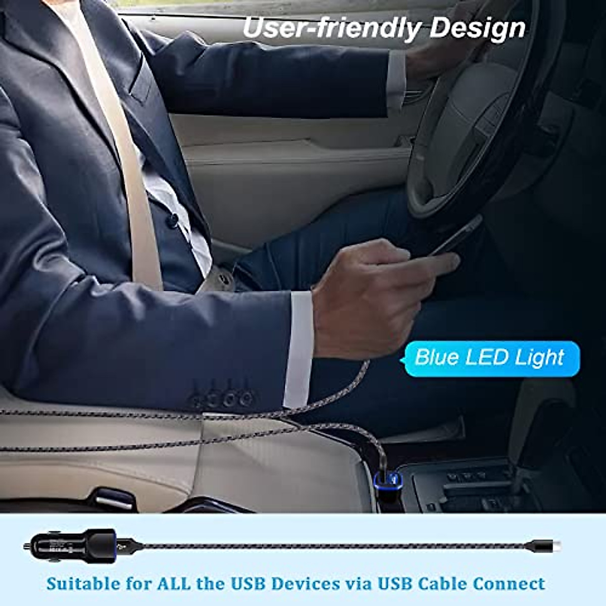 Car Charger for iPhone, 3Pack 2.4A Dual Port Fast Charge Car Lighter USB Adapter Car Plug Charger for iPhone 14 13 12 11 Pro Max 10 SE XR XS X 8 7 6,Samsung Galaxy S22 S21 S20 S10 S9 S8 S7 J7,Android