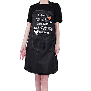 PXTIDY Chicken Aprons Chicken Lover Gifts I Just Want to Drink Wine and Pet My Chickens Farmhouse Backyard Kitchen Apron