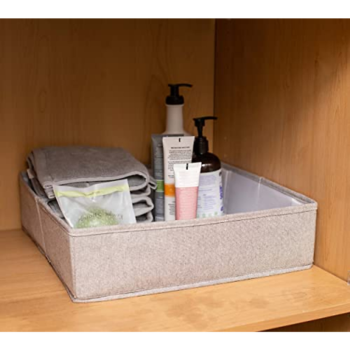Internet's Best Small Collapsible Under the Bed Storage Bin - Small Square - 14.5 x 14.5 - Short Closet Shelf Open Storage - Rigid Frame Canvas Container