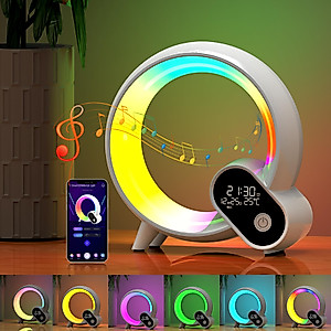 Smart Night Light for Kids,Wake Up Light Sunrise Alarm Clock,Ambient Light & Sleep Assistant White Noise Sound Machine Baby Night Light,App,Bluetooth Speaker,Snooze,Timer,Remote Control,Ideal for Gift