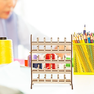 HOODANCOS Spool Sewing Thread Rack, Wall Mounted Wooden Thread Holder Organizer for Embroidery, Hair Braiding, Sewing
