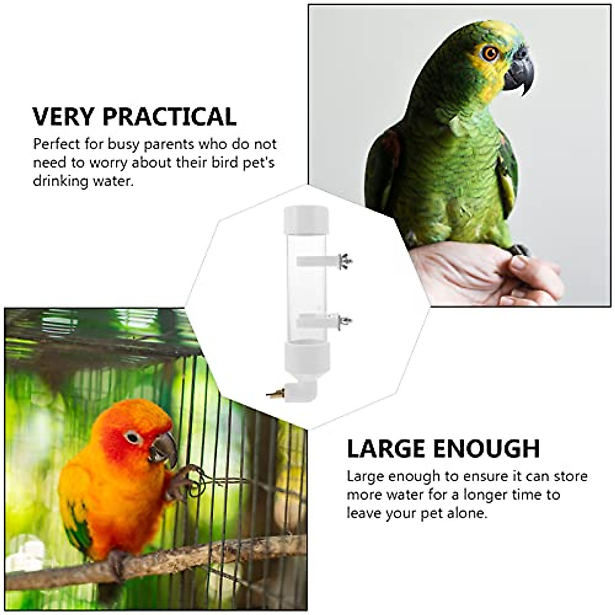 POPETPOP Bird Water Dispenser, Bird Water Automatic Bottle Automatic Water Drinker, Bird Drinker Waterer Parakeet Water Bottle Parrot Parrot Feeding Bottle Water Dispenser Bird Cage Supplies