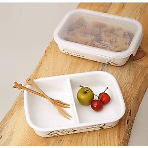 RACHEL BARKER Meadow Flower Porcelain Serve and Store Airtight Container Mix Set of 2, 14oz (RECTANGLAR)