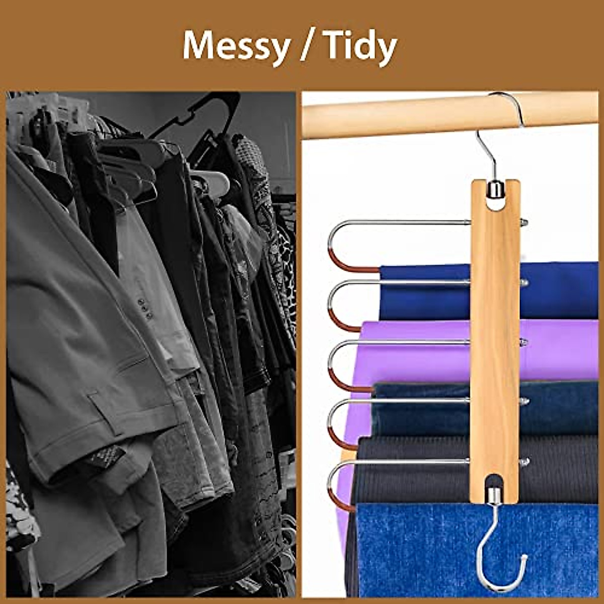 Pants Hangers Space Saving - Closet Hangers Space Saver - Scarf Organizer - Multi Functional Pants Rack - Jeans Hanger - Pant Hangers - Multifunctional Hanger Clothes - 5-in-1 Folding Trouser Hanger