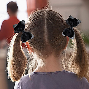 2PCS 3 Inch Hair Bows for Girls Grosgrain Ribbon Hair Bow Clips Boutique Hair Clips Hair Accessories For Girls 4-6 Toddlers Accessories Teens Gifts In Pairs - Black