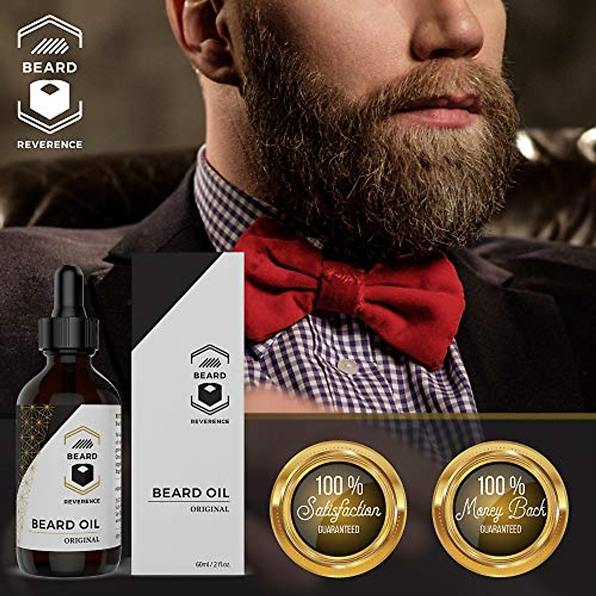 Beard Reverence All Natural Beard Oil (Unscented) Large 2oz Size - Premium Leave-in Conditioner, Softener, Moisturizer for Beard & Mustache Grooming, Health, Growth, and Care