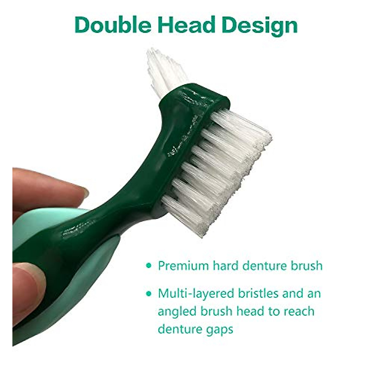 Ocircle Premium Hard Denture Brush Toothbrush, White Carrying Case, Multi-Layered Bristles & Portable Denture Double Sided Brush, Denture Care(Pack of 6)
