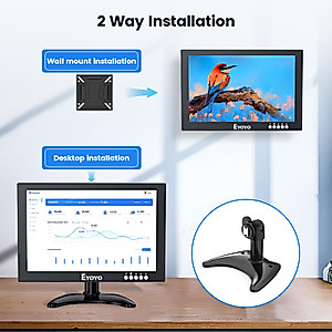 Eyoyo Security Camera Monitor Screen 10.1 Inch Small Computer Monitors 1920x1200 FHD CCTV Monitor with HDMI VGA BNC AV USB Built in Speaker for Home Office