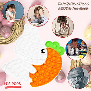 PETBSNVB Bunny Carrot Pop Bubble Fidget Sensory Toys,Puzzle Popper Toy Pack,Great Gifts for Kids Boys and Girls 3 4 5 6 7 8 9 Year Old Birthday Party,Christmas,Stocking Easter Basket Stuffers(White)