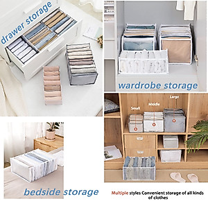 2PCS Extra-large Clothes Organizer for Folded Clothes, Pant Jeans Organizer with Compartment,Foldable Wardrobe Clothes Clothing Organizer for Closet Drawer Storage Box Bedroom. (7 Grids-Large, white)