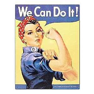 PixDecor Rosie The Riveter We Can Do It WW2 Military Retro Vintage Look Style Metal Tin Sign 16x12in Retro Metal Vintage Sign