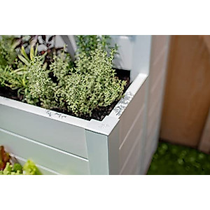 Vita Classic 33 inch x 33 inch Tiered Cascading Keyhole Garden with Composting Basket, White Vinyl, PVC, BPA and Pthalate Free, VT17109