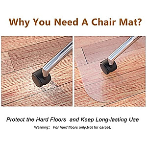 Naturehydro Office Chair Mat for Hardwood Floor, 48" x 36" Transparent Floor Protector,Easy Glide Rolling Desk Chair Floor Mat, , BPA and Phthalates Free (Rectangle)