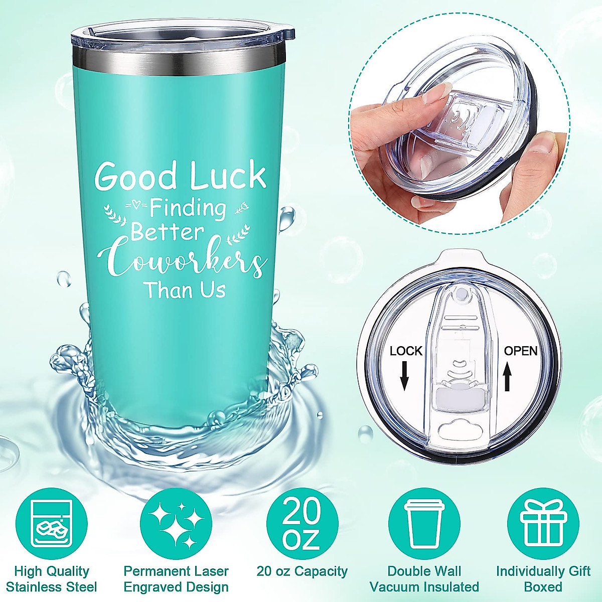 4 Pcs Going Away Gift for Coworker Farewell Gifts Coworker Leaving Gifts New Job Luck Gifts for Colleagues, Women, Friends, 20 oz Tumbler Beads Farewell Bracelet Gift Card Gift Box (Classic Green)