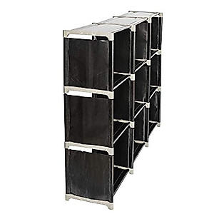 Cube Storage,Closet Organizer Shelves Plastic Storage Cube Organizer DIY Closet Organizer Storage Cabinet Book Shelf Shelving for Bedroom Living Room Office (Black, 3 Tiers 9 Compartments)