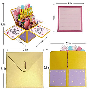 Asmallgf Happy Birthday Pop Up Card for Women Men, Funny Bday Gift for Girls Boys, Sweet Birthday 3D Greeting Card for Him Her, Unique Birthday Gift Idea for Daughter Niece