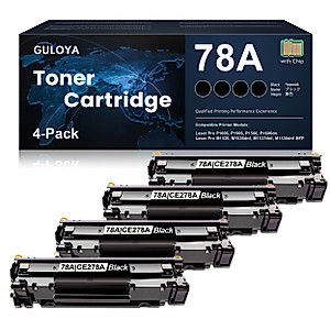 78A Black Toner Cartridge 4 Pack (with Chip) | Replacement for HP 78A Toner Cartridge Compatible with Laser Pro P1606dn, P1606, P1566, P1560; M1536dnf, M1537dnf, M1538dnf, M1530 MFP Printer | CE278A