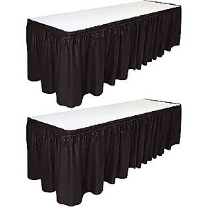 DecorRack 2 Pack Table Skirts, 29 in x 14 ft Each, Multi Pack -BPA Free- Plastic Tableskirt, Disposable, Reusable, Rectangular Tablecloth Skirt, Black (2 Pack)