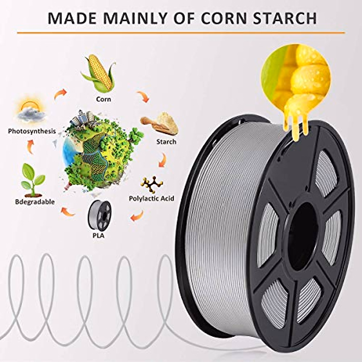 SUNLU PLA 3D Printer Filament, PLA Filament 1.75mm Dimensional Accuracy +/- 0.02 mm, 1 KG Spool, PLA Gray+Purple