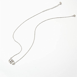 Jewellery for Women,Girl Necklace, Silver Women's Necklace, Double Ring Pendant Party Jewelry (Color : N0109)