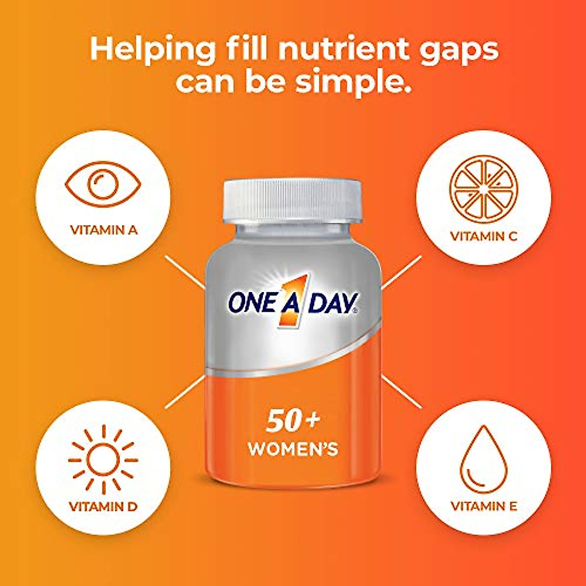 One A Day Women’s 50+ Multivitamins, Multivitamin for Women with Vitamin A, C, D, E and Zinc for Immune Health Support*, Calcium & more, 100 count
