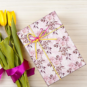 JarThenaAMCS 12Pcs Floral Cotton Fabric Bundles Pink Rose Fat Quarters Retro Flower Quilting Patchwork for Spring DIY Craft Home Party Decor, 18 x 22 Inch