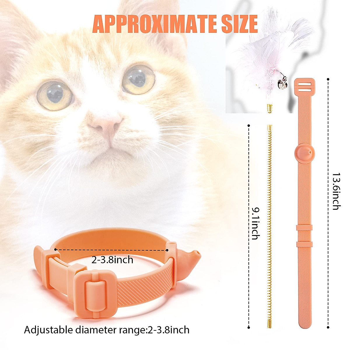 LUKYY Cat Teaser Wand with Neck Collar,Hand-Free Cat Feather Wand Toy,Interactive Self Play Toys with Bell for Indoor Kittens,Entertainment Furry Toy for Cats.