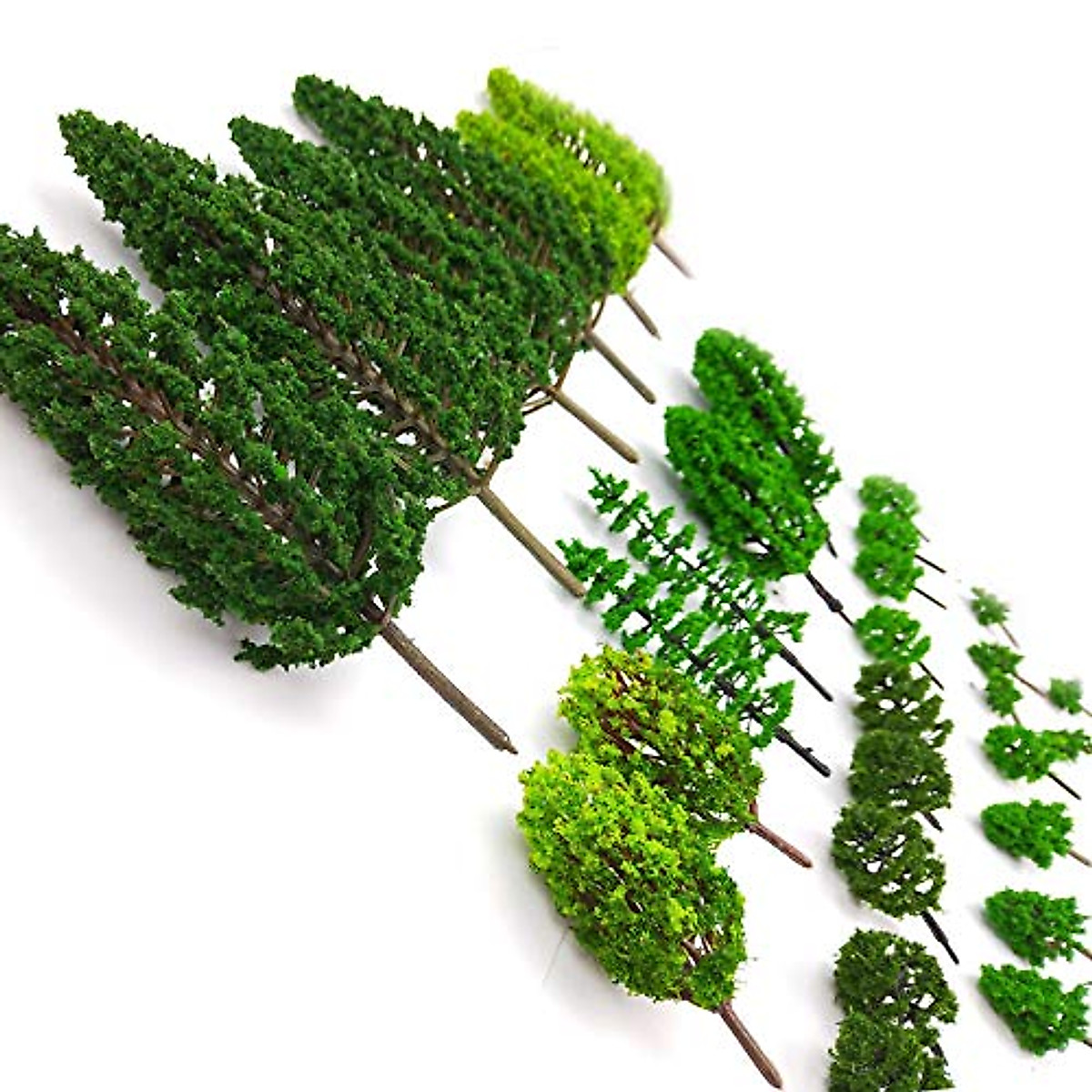 MOMOONNON 36 Pieces Model Trees 1.36-6 inch Mixed Model Tree Train Scenery Architecture Trees Fake Trees for DIY Crafts, Building Model, Scenery Landscape Natural Green