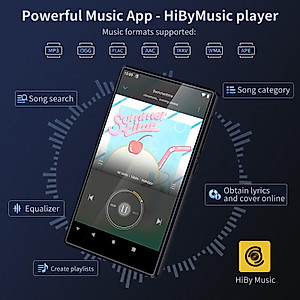 80GB MP3 Player with Bluetooth and WiFi, Android Streaming Music Player with Spotify, Amazon Music, Pandora, Audible, 4.7" Mp4 Music Player and WiFi with App, FM Radio for Kids, up to 512GB (Black)