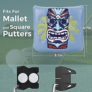 Studio Crafted Hawaii Tiki Golf Square Mallet Putter Cover Magnetic Closure