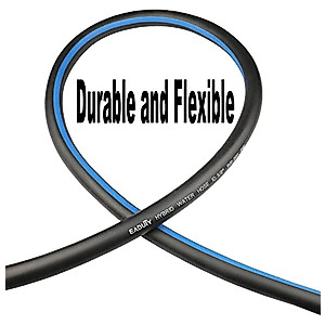 EADUTY Hybrid Garden Hose 5/8 IN. x 75 FT, Heavy Duty, Lightweight, Flexible with Swivel Grip Handle and Solid Brass Fittings, Gray+Blue