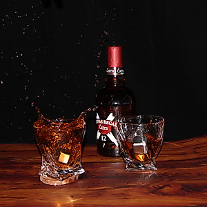 DQX Whiskey Glasses Gift Set of 4 Old Fashion Glass, Tumblers for Drinking Bourbon, Cocktail, Cognac, Irish Whisky, Large 10oz Premium Crystal Glass