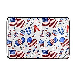 Doormat Welcome Door Mat-Fourth of July Red Blue Colors Independence Day of America,Living Room Kitchen Floor Mat Home  Indoor Outdoor Decoration 24X16INCH